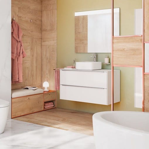 Roca Inspira Wall Hung Vanity Unit With Countertop Basin : Bathroom Planet
